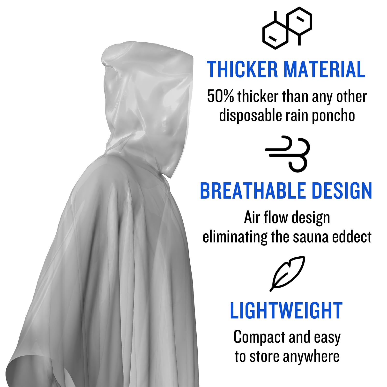 Snapklik.com : SaphiRose Disposable Rain Poncho Clear Ponchos For Adults
