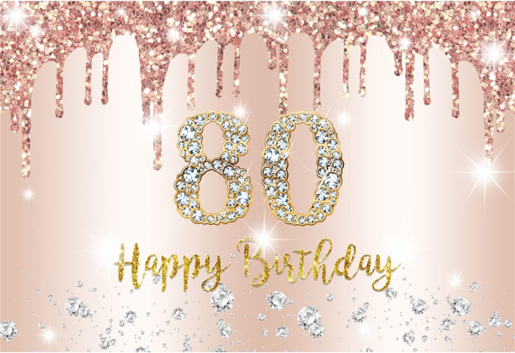 Amazon.com : Sensfun Rose Gold 80th Birthday Backdrop for Women Sparkle ...