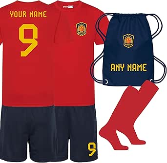Sportees Personalised Spain Cup Style Football Kit With FREE Socks ...