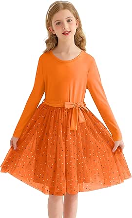 Amazon.com: CVXV Girl Fall Tutu Dress for Kids Tulle Dresses Long ...