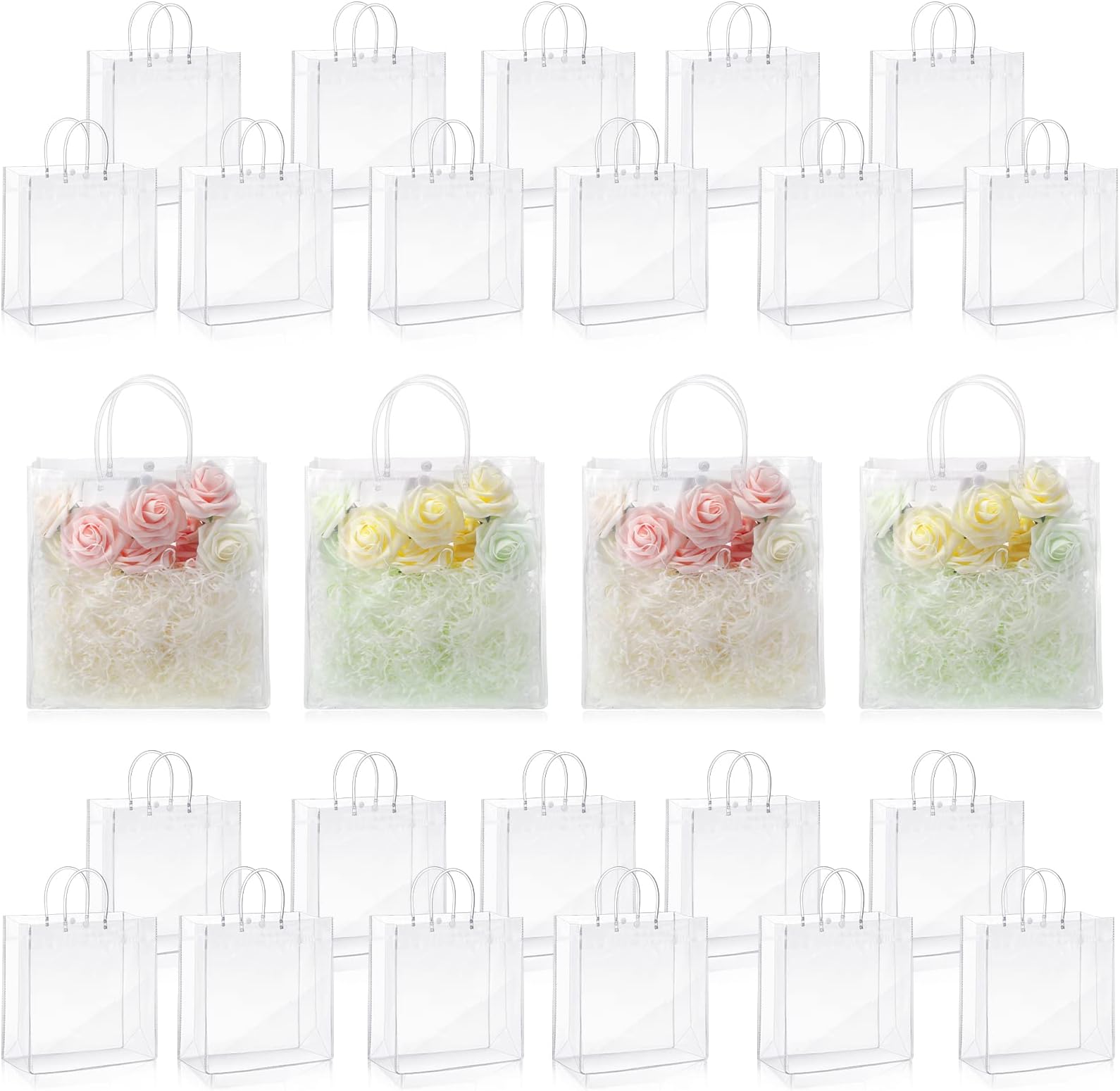 Amazon.com: Qilery 50 Pcs Small Clear Gift Bags with Handles, 5.9 x 5.1 ...