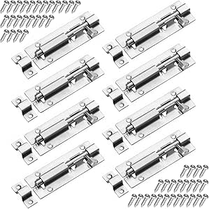 8 PCS Sliding Bolt Latch Lock, 3 Inch Door Security Slide Latch Lock ...