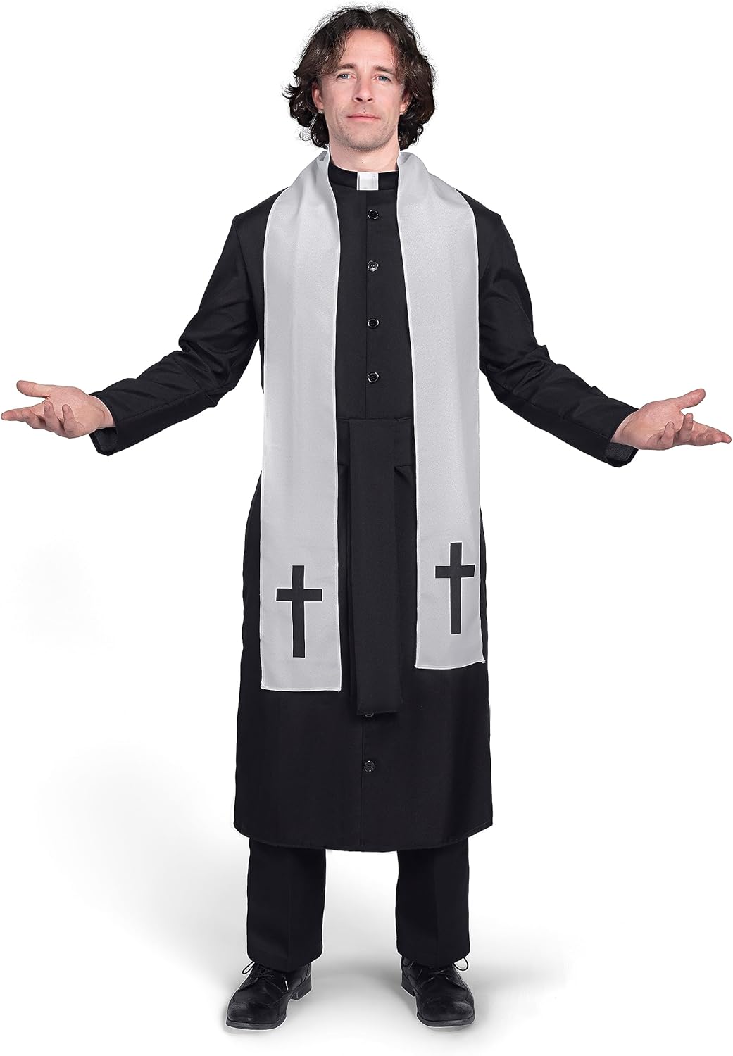 Amazon.com: Spooktacular Creations Adult Men’s Black Priest Father Robe ...