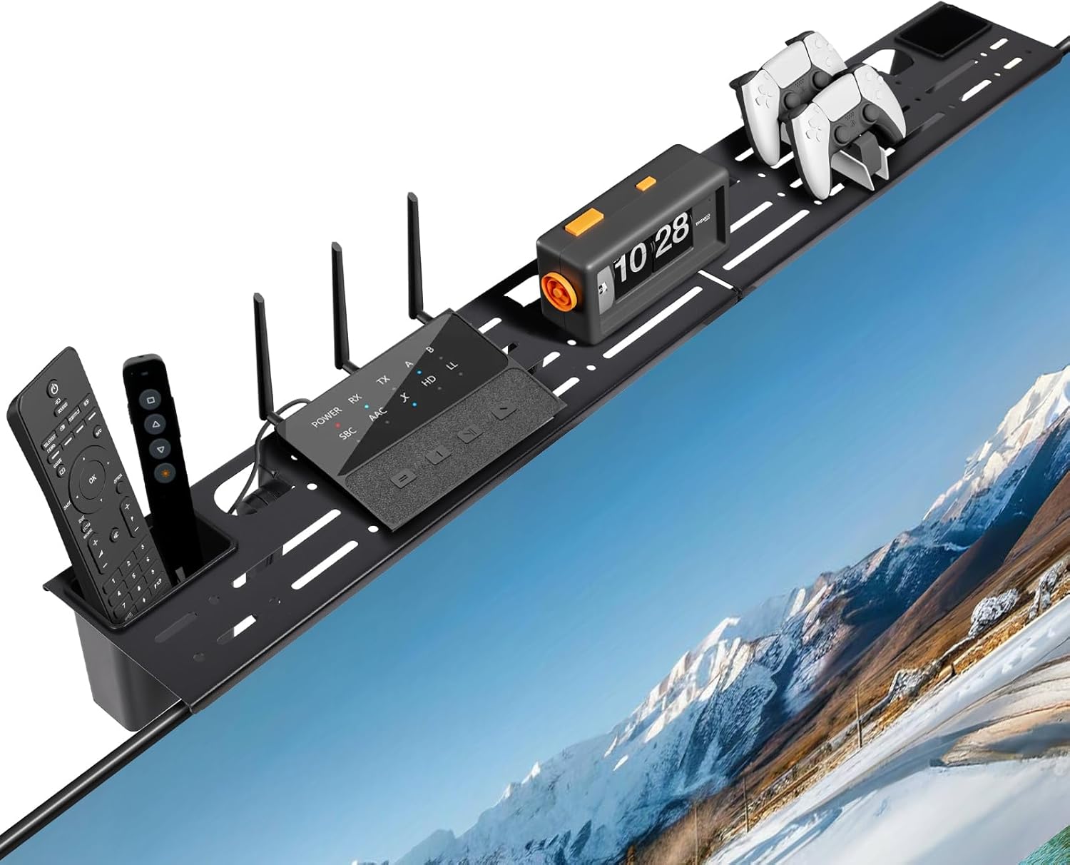 MZDMY TV Top Shelf, 34.65" Steel Floating TV Stand with 2 Storage Boxes ...