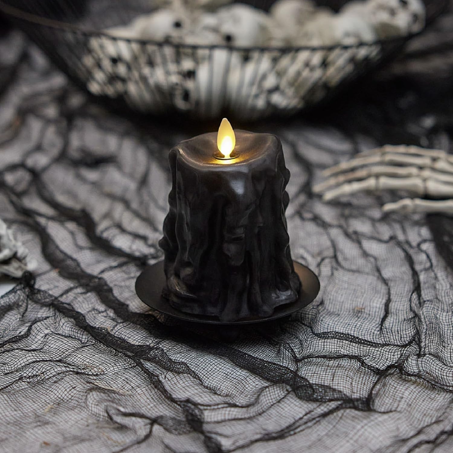 Amazon.com: Luminara Heavy Wax Drip Flameless LED Candle, Black 3.4" x ...