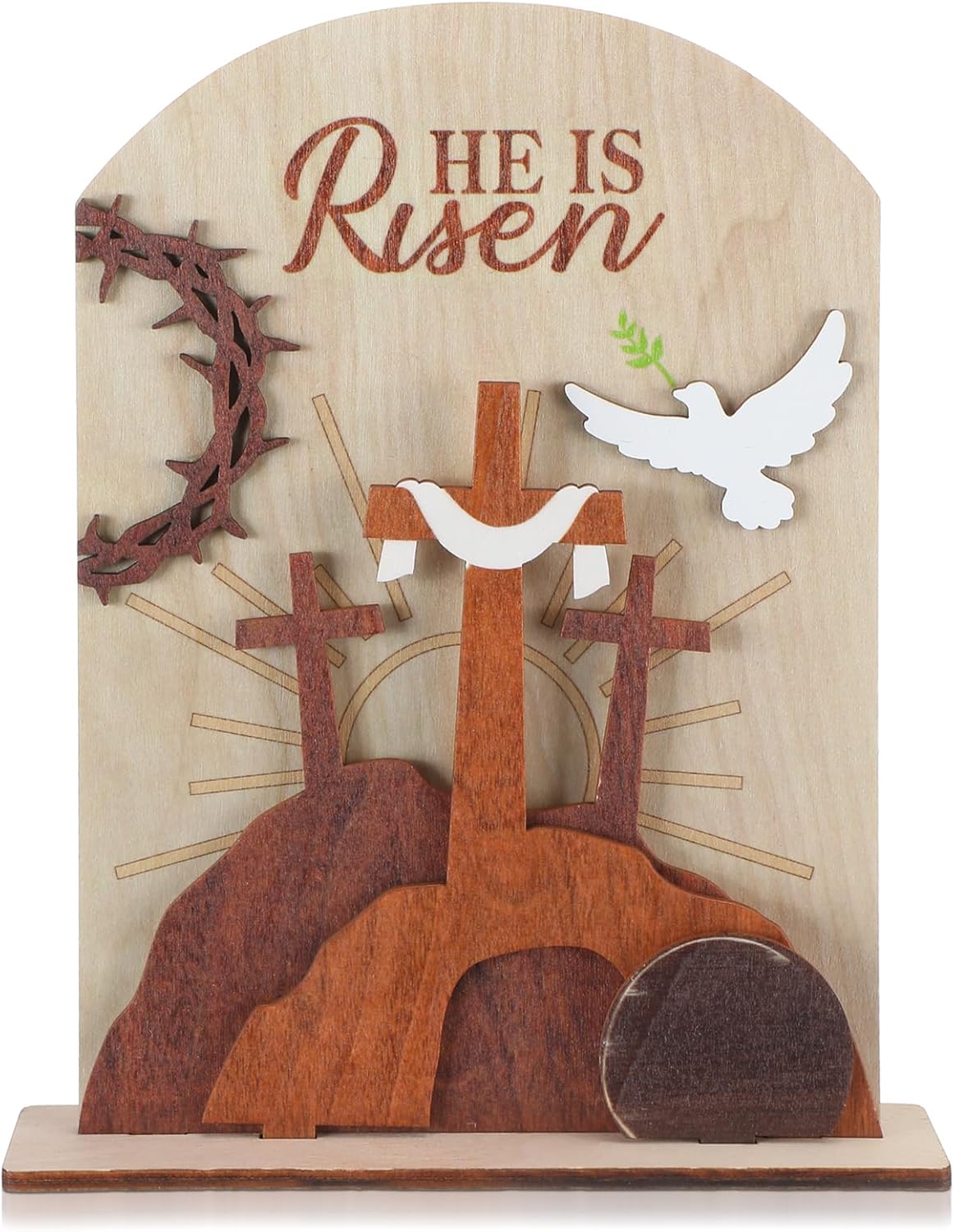 Amazon.com: Wesiti He is Risen Decor Wooden Easter Resurrection Scene ...