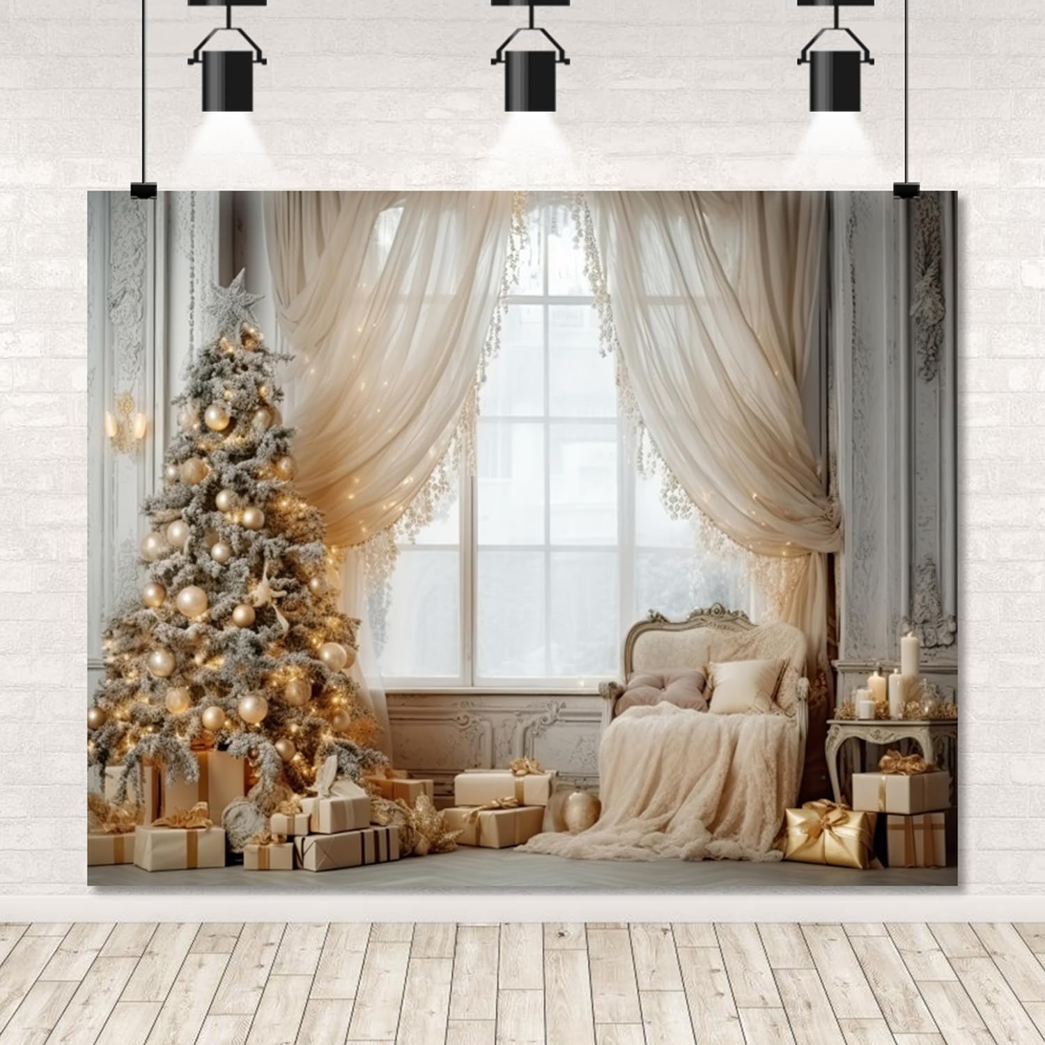 Amazon.com : Christmas Indoor Backdrop 10x8ft White Christmas Backdrop ...