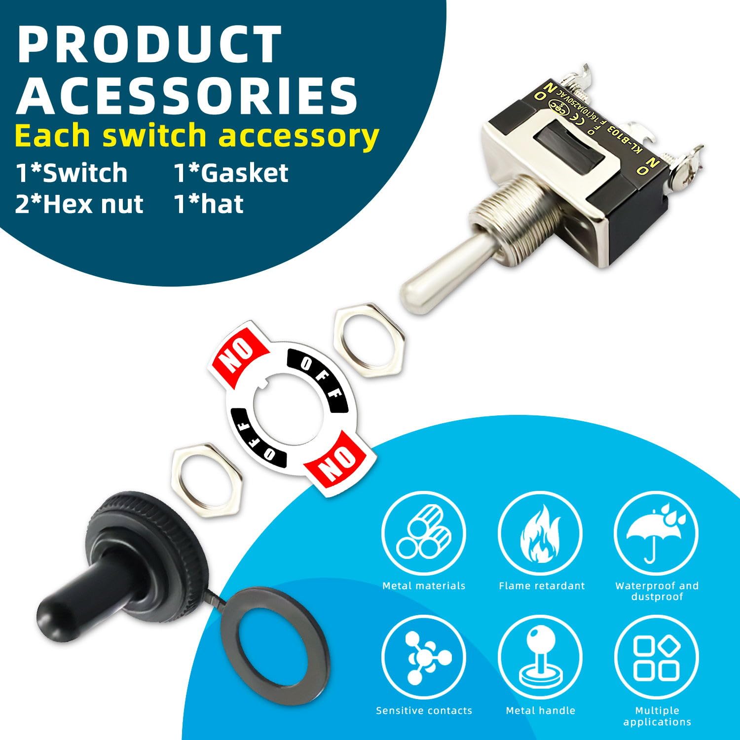 Snapklik.com : 10Pack Black 3 Position 3 Pin ON-Off-ON Metal Toggle ...