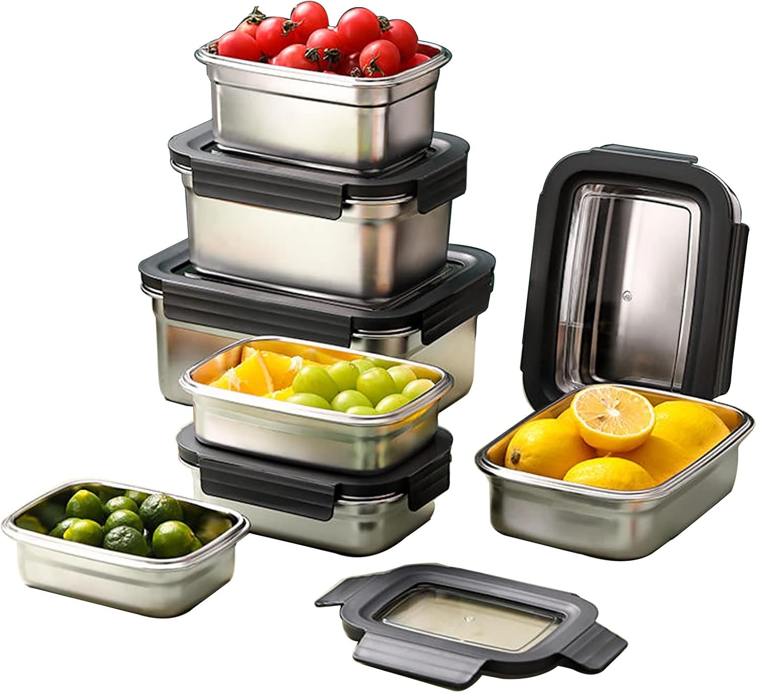 Amazon.com: 7 Pieces of 304 Stainless Steel Large Food Storage ...