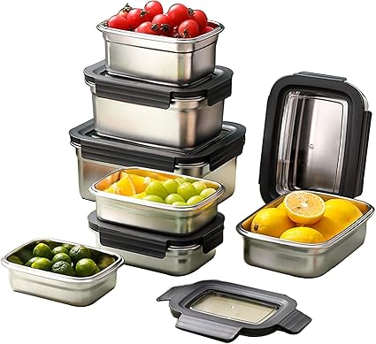 Amazon.com: 7 Pieces of 304 Stainless Steel Large Food Storage ...