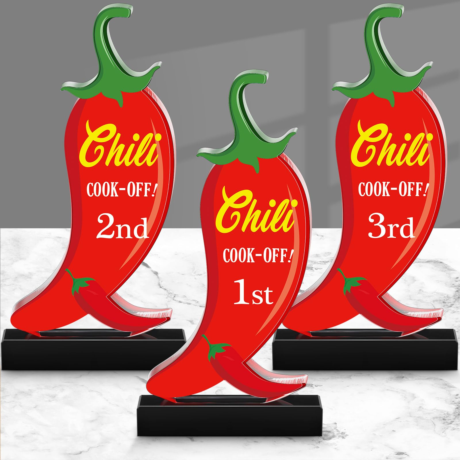Amazon.com : Yousoontic 3 Pcs Chili Cook Off Trophies Acrylic Chili ...