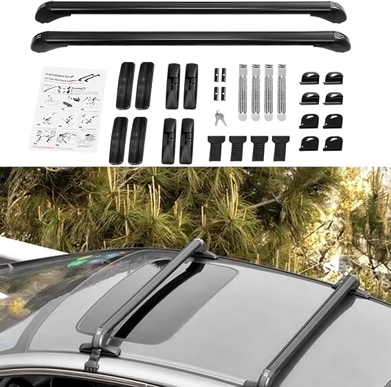 GEARZAAR 2pcs Car Roof Bars 105CM Rack - Lockable & Anti-Theft Design ...