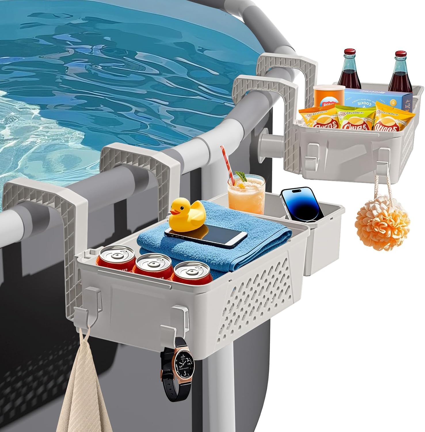 Amazon.com: Poolside Storage Basket 2 Pack - Above Ground Pool ...