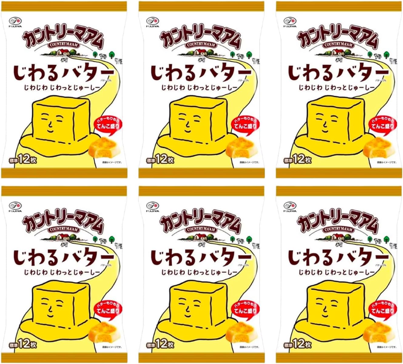 Amazon.co.jp: 不二家 じわるバターミドルパック 117g (12枚入) ×6袋 : 食品・飲料・お酒