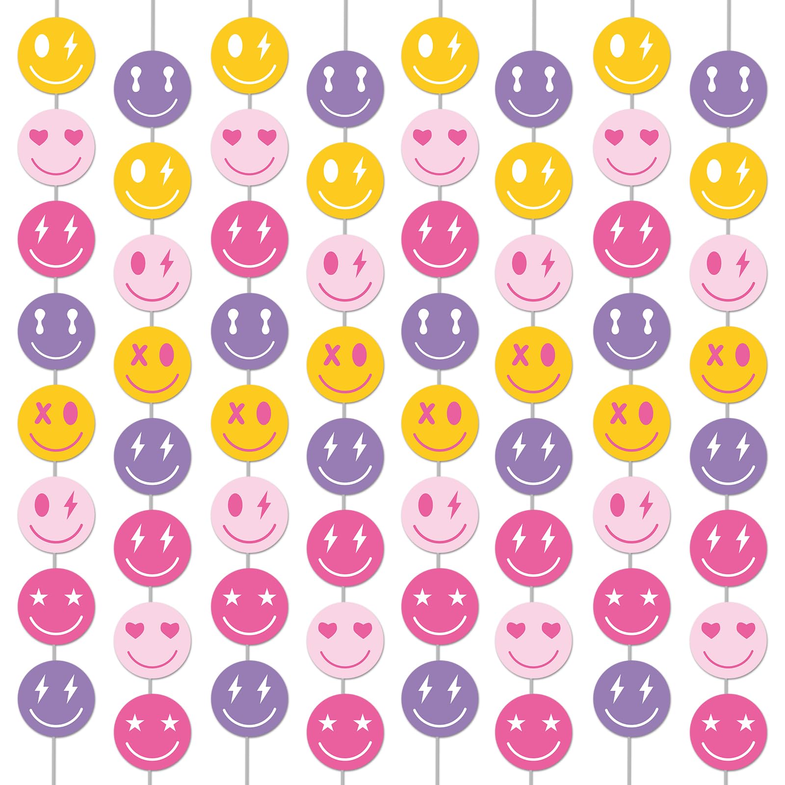 Snapklik.com : 12 PCS Preppy Birthday Banners Pink Happy Face Hanging ...