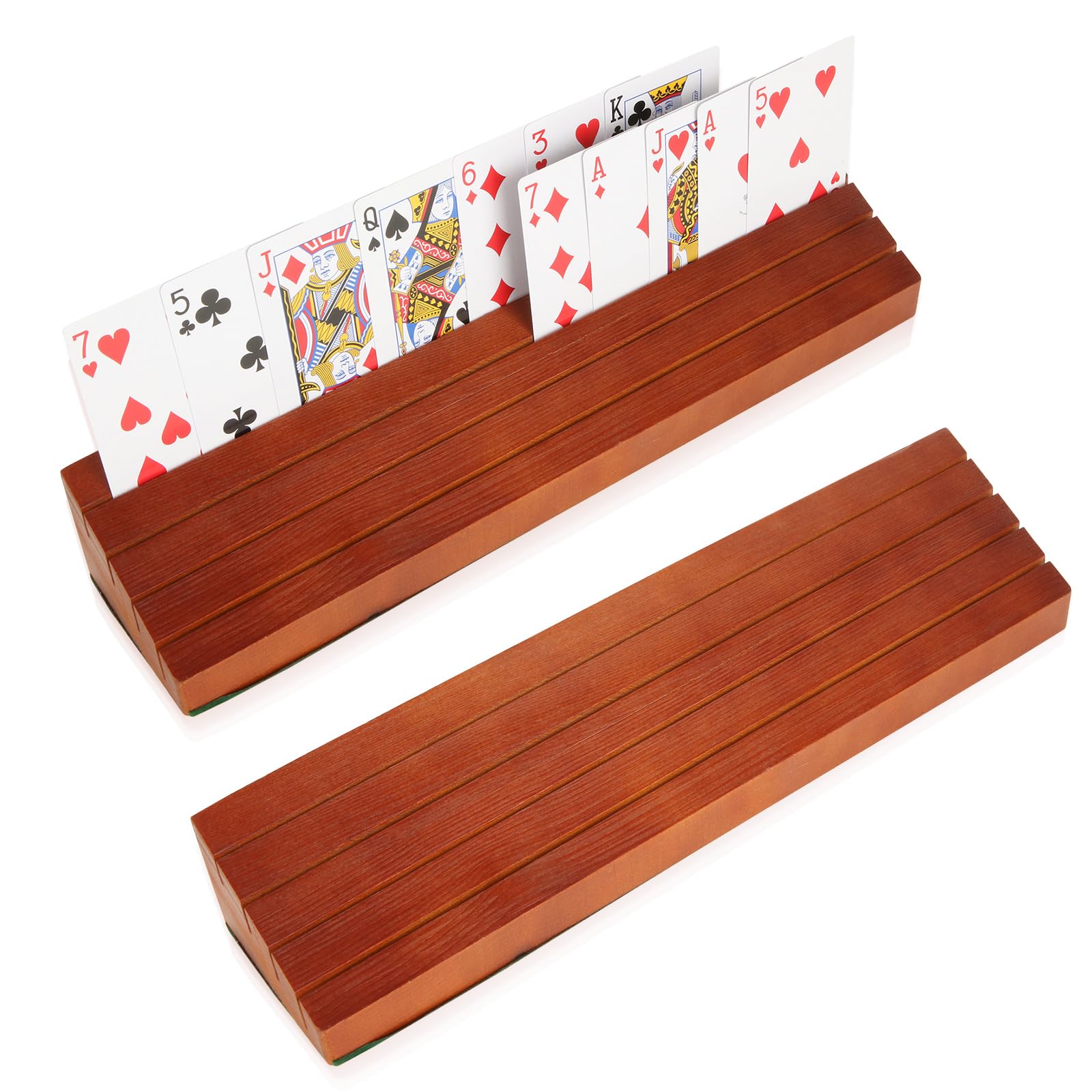 Amazon.com: Oungy 2 PCS Wooden Playing Card Holder Solid Pine Wooden ...