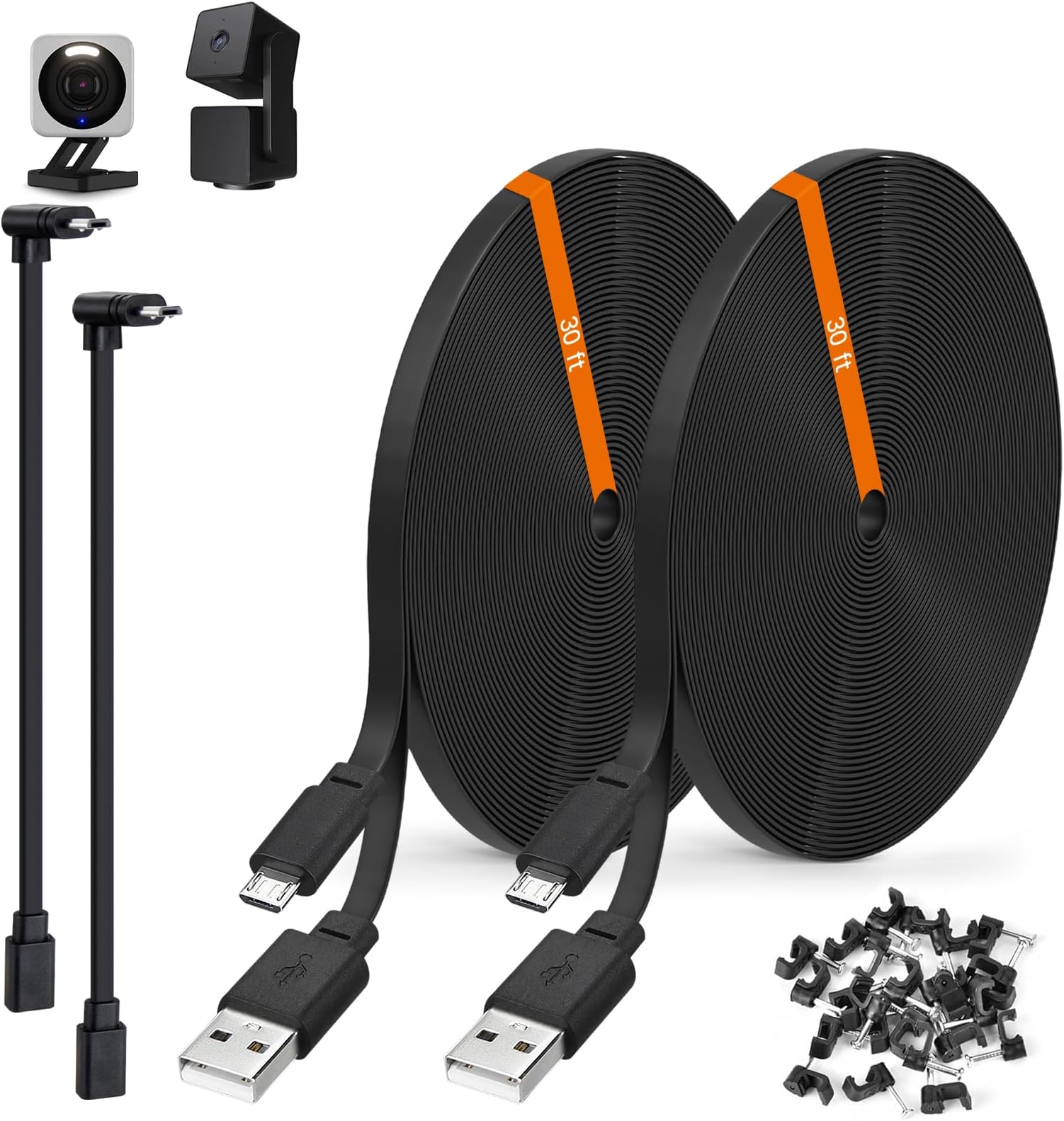 Amazon.com : 2-Pack 30ft Power Extension Cable Compatible with Wyze Cam ...