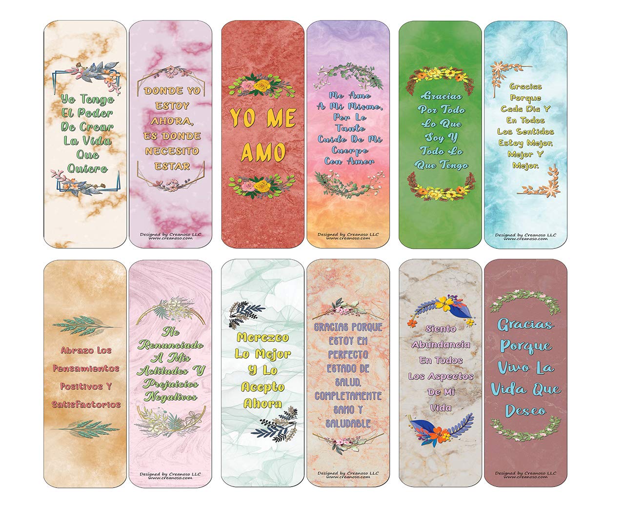 Buy Creanoso Spanish Afirmaciones Positivas Bookmarks Cards Series 1 ...