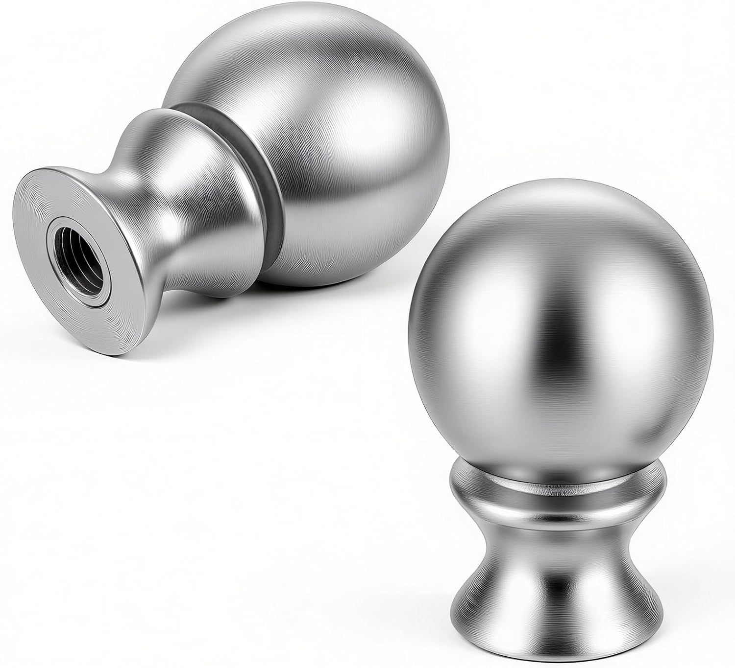 2 Packs Ball Lamp Finial Cap Knob for Lamp Shade Top Silver Finials ...