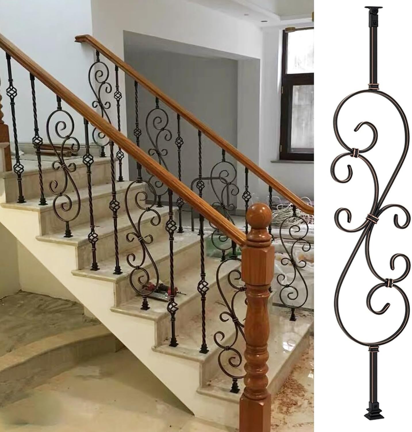 Safety Deck Stair Baluster Spindles, Black ＆ Bronze Color Staircase ...