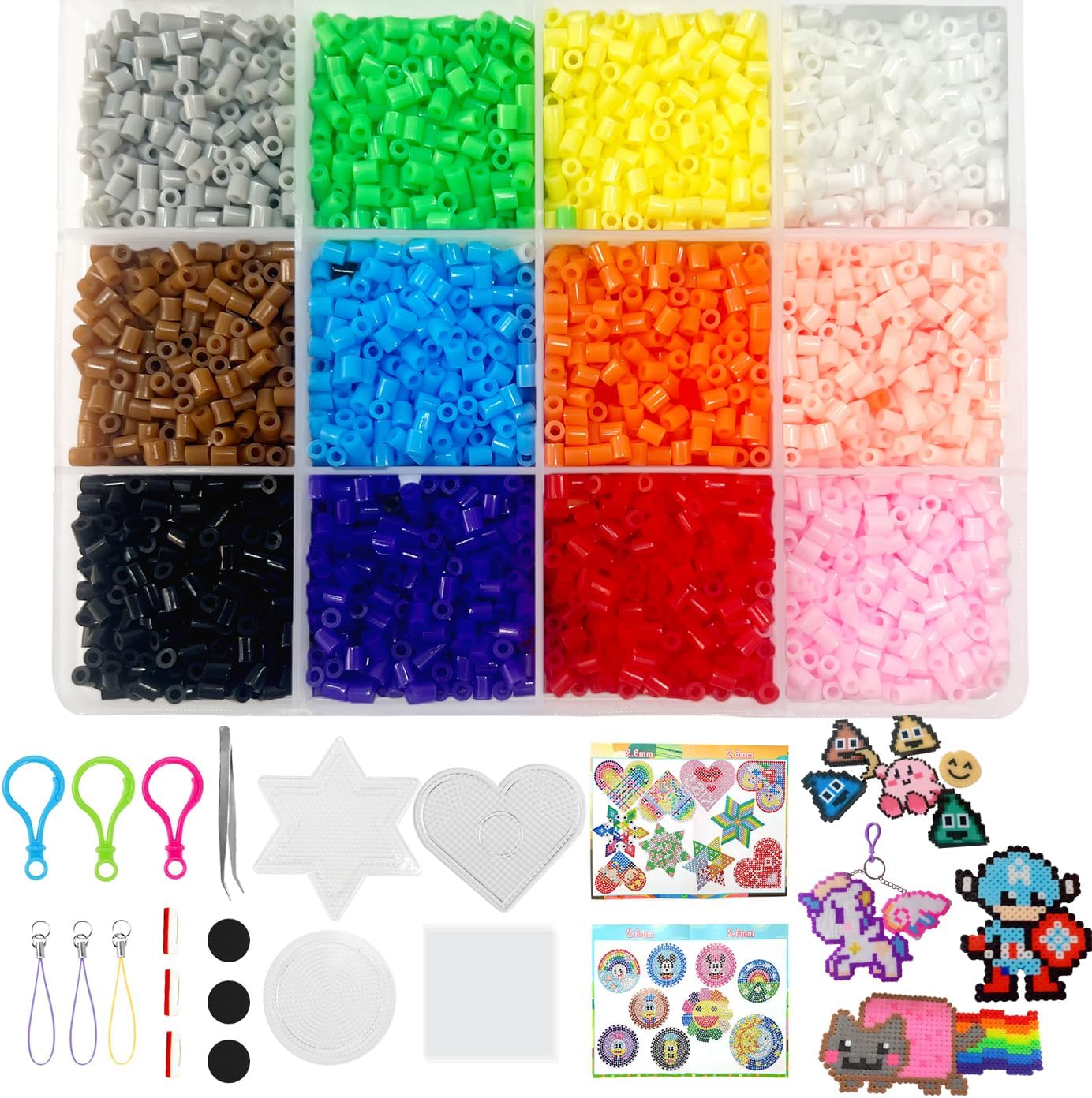 8000 pcs Fuse Beads Craft Kit for Kids, 12 Colors Creative Fuse Beads ...