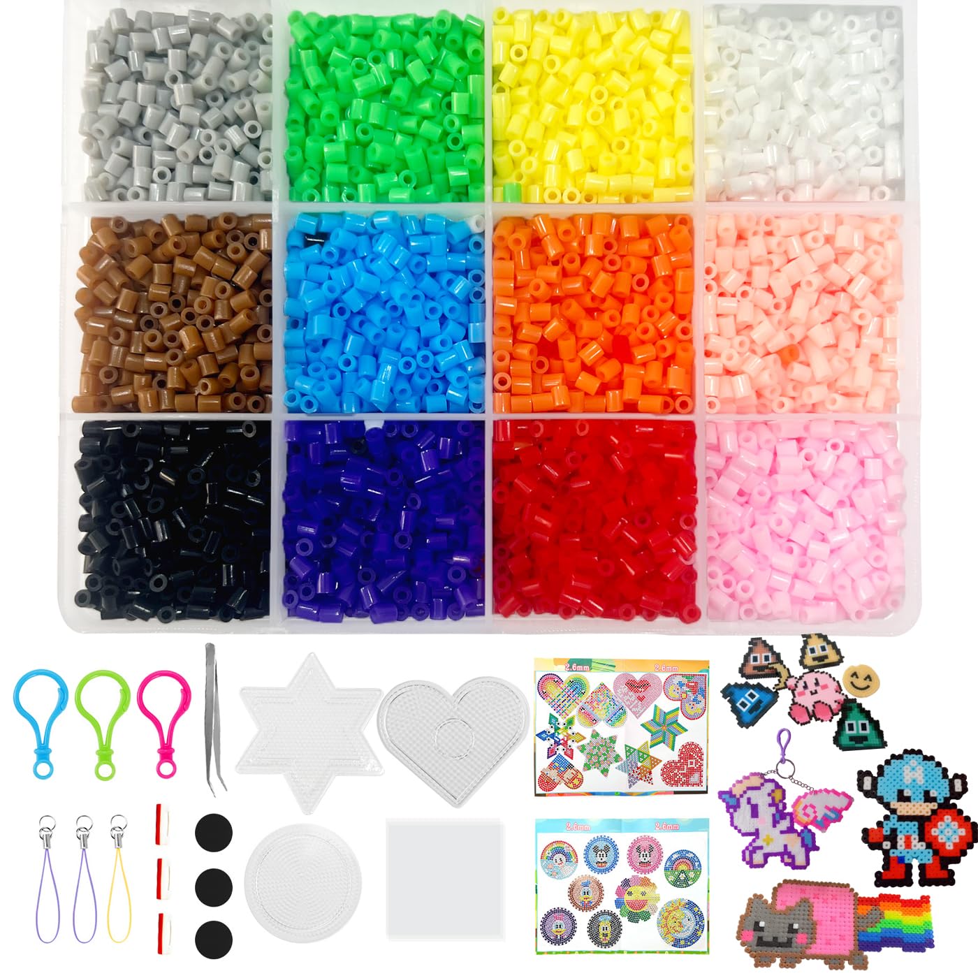 8000 pcs Fuse Beads Craft Kit for Kids, 12 Colors Creative Fuse Beads ...