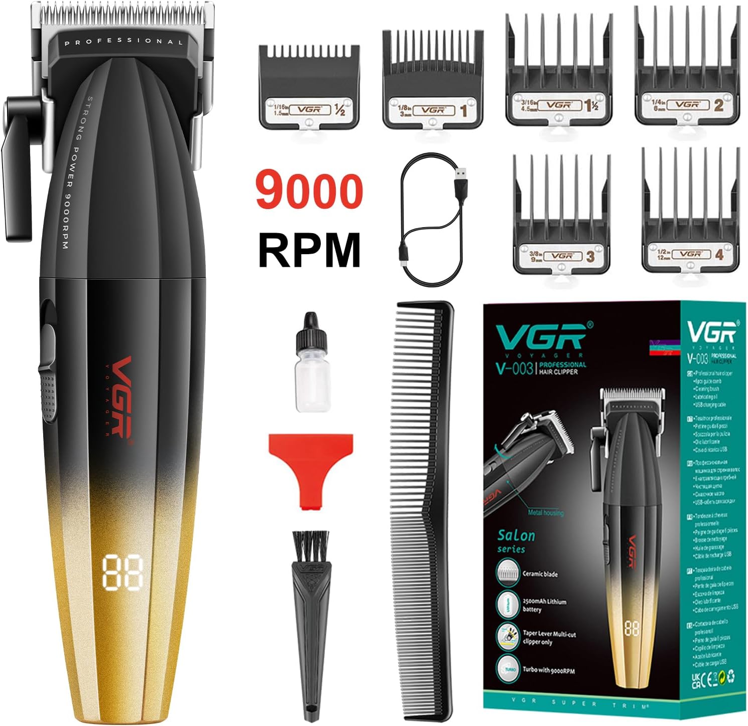 Amazon.com: VGR 003 Fresh Fade Hair Clipper, Professional Hair Trimmer ...