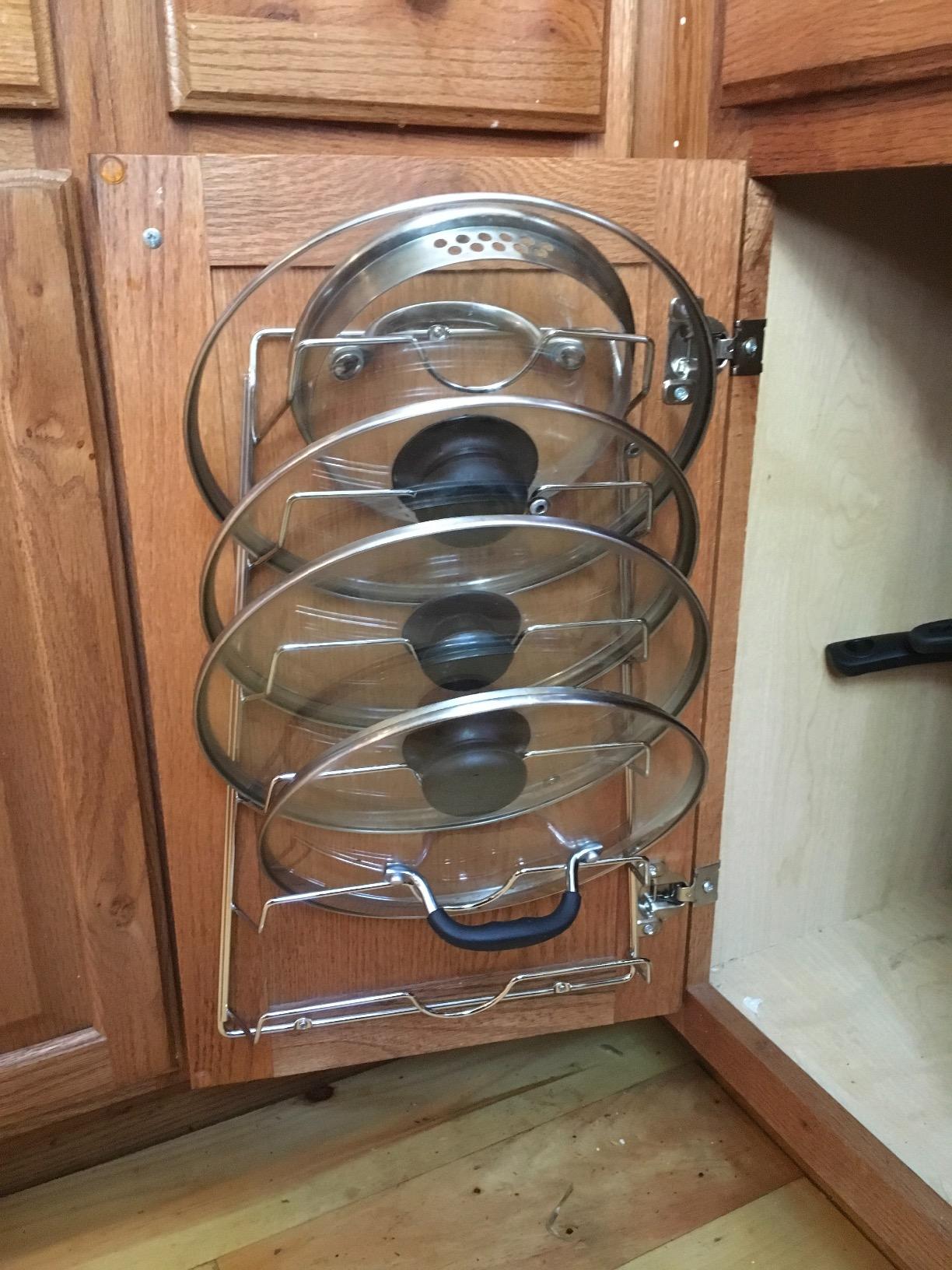 Amazon.com - GinsonWare Wall Mounted Heavy Duty Wire Lids Rack - Chrome ...