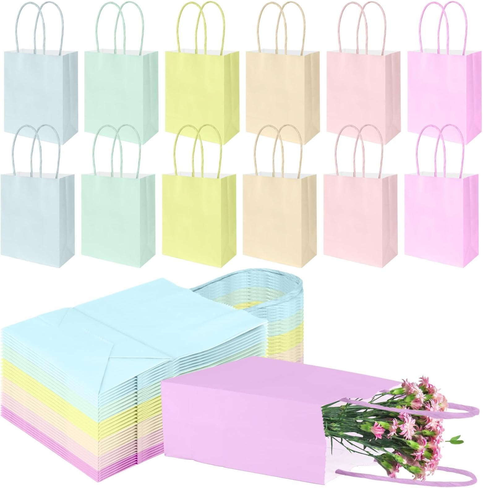 Amazon.com: BadenBach 30 Pack Small Pastel Paper Gift Bags with Handle ...