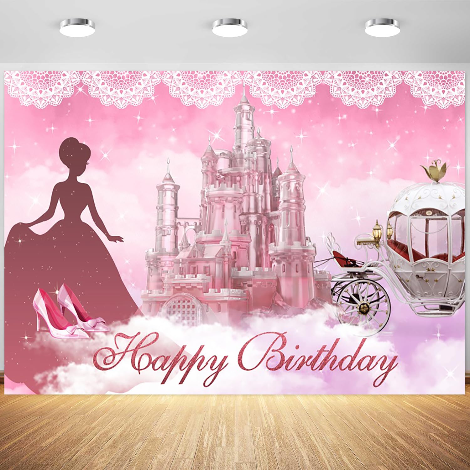 Amazon.com : 7x5ft Princess Birthday Backdrop Fairy Castle Glitter ...