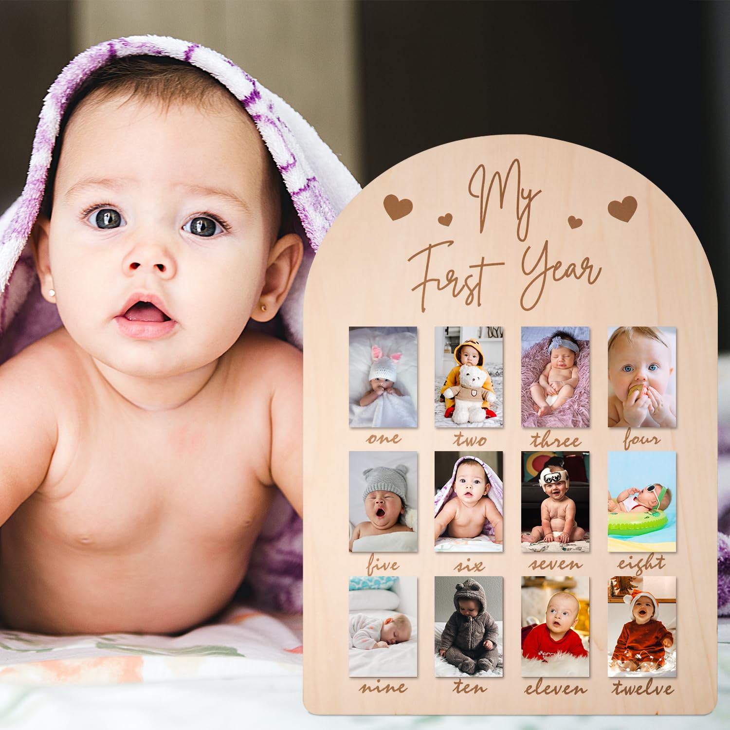 Babys First Year Frame First Year Baby Frame Silver Metal (13