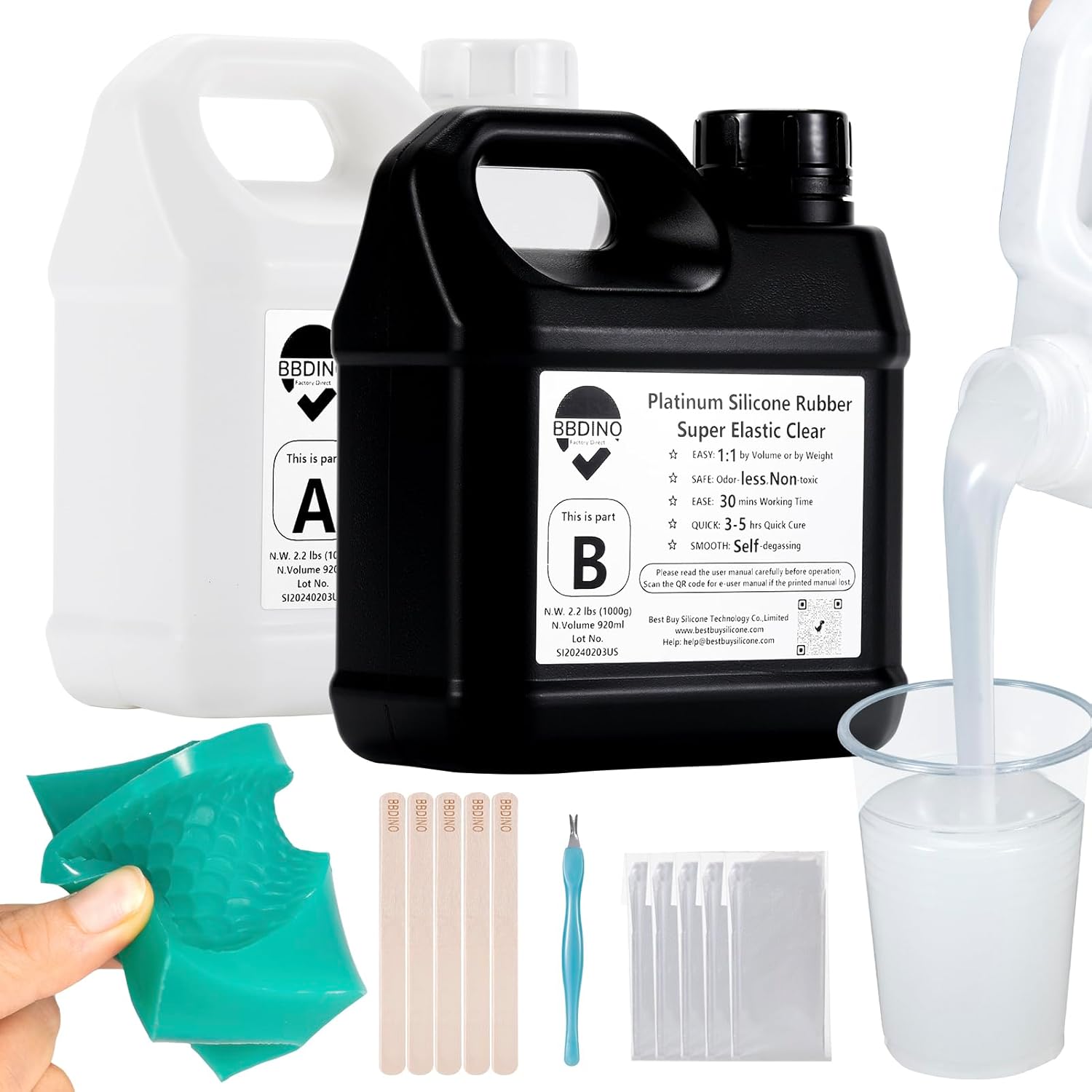 BBDINO Silicone Mold Making Kit, Liquid Super Elastic Silicone for Mold ...