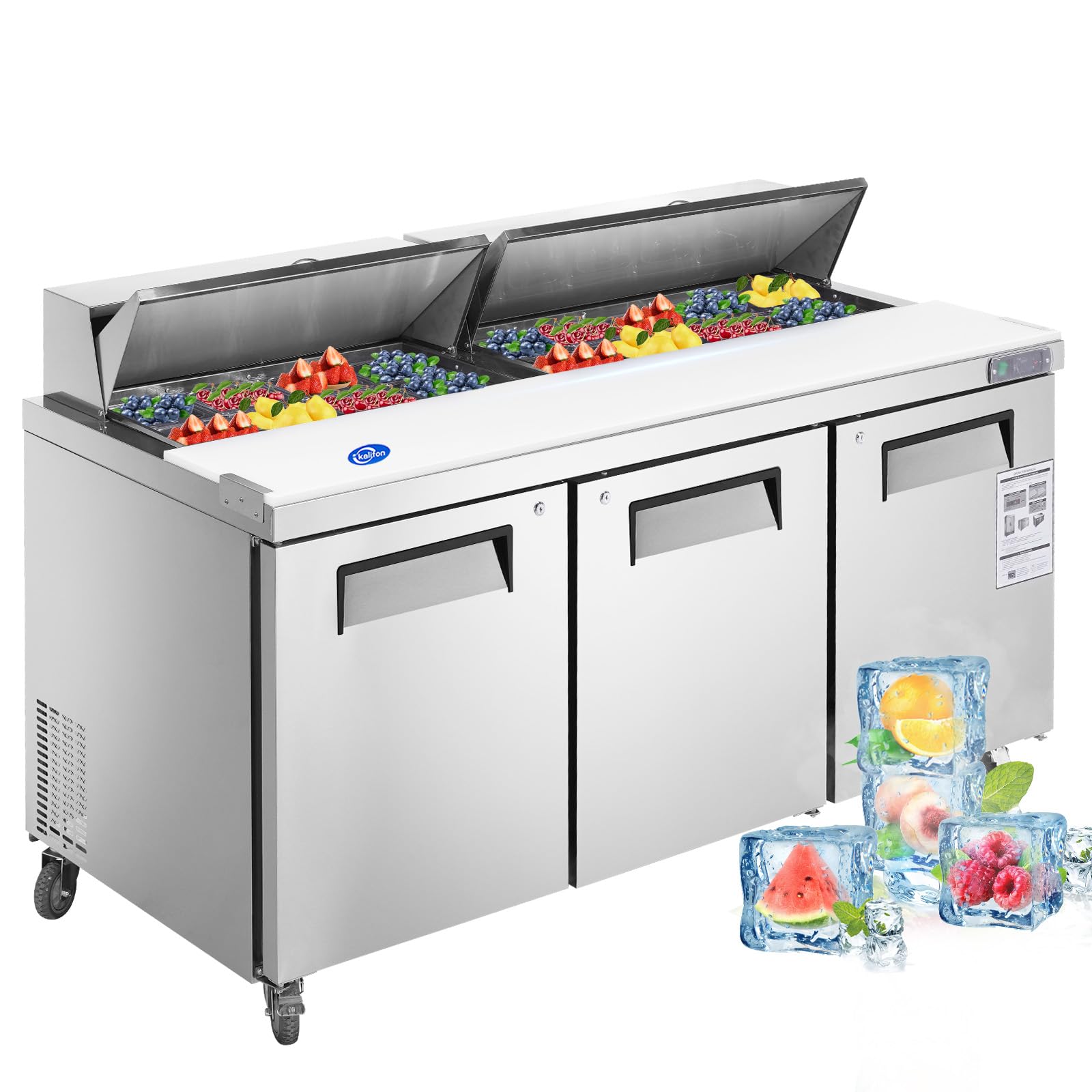 Amazon.com: 72" W 3 Door Refrigerator Sandwich Salad Prep Table ...