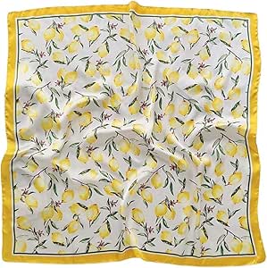 Amazon.com: Wiywef Lemon Print Silk Scarf, Retro Silk Scarves, Floral ...