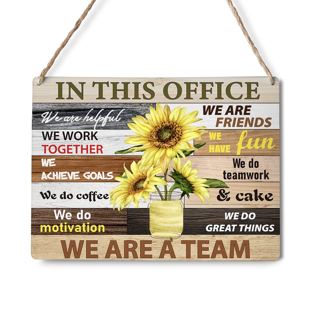Amazon.com: Inspirational Summer Sunflower Signs Wall Decor Teamwork ...