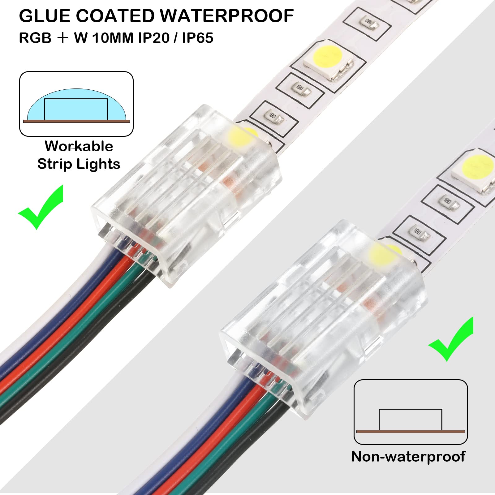 10 Packs 5 Pin Connector Waterproof 5 Pin Led Strip Connector ...
