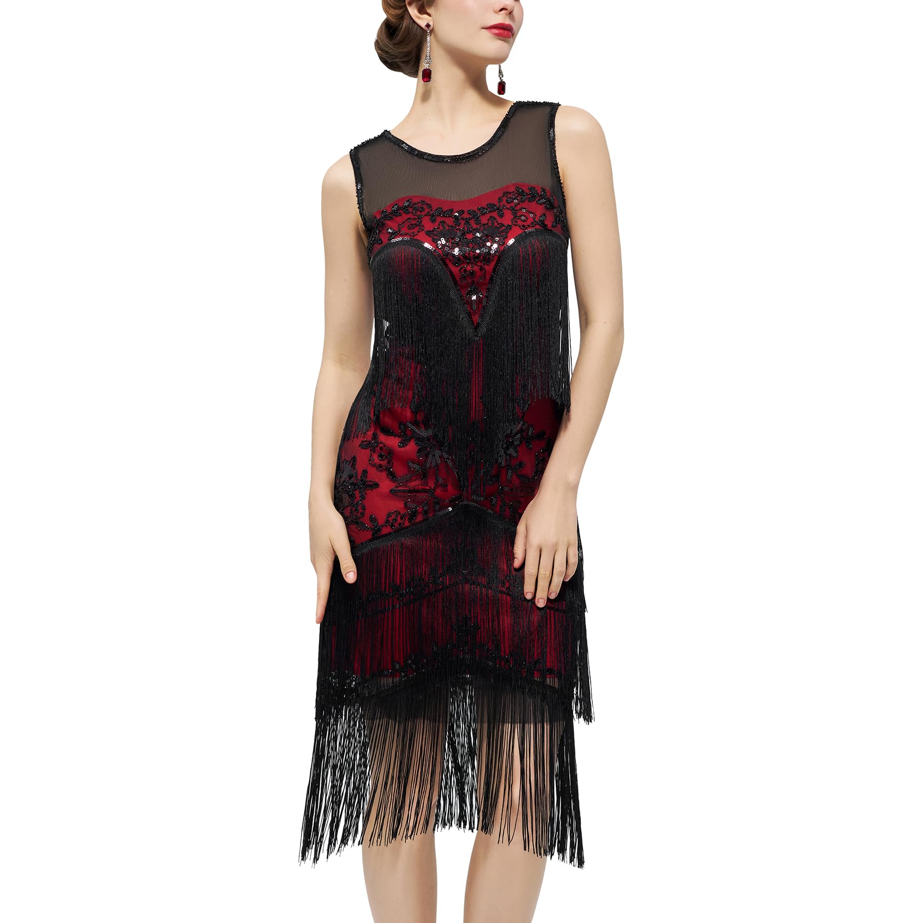 Snapklik.com : Womens Red Flapper Dresses 1920s,Crew Neck Great Gatsby ...