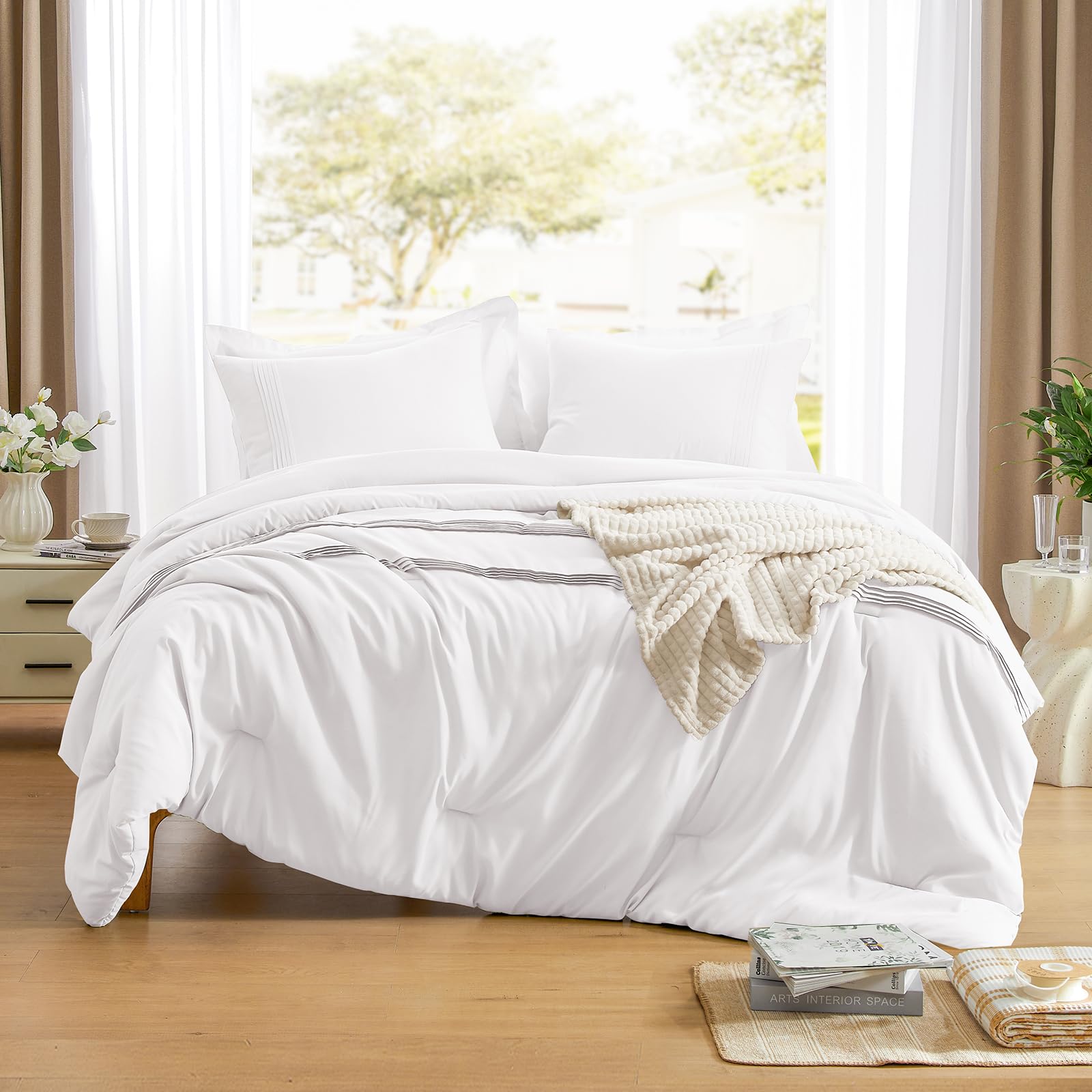 Amazon.com: Basic Beyond King Size Comforter Set, Fluffy White ...