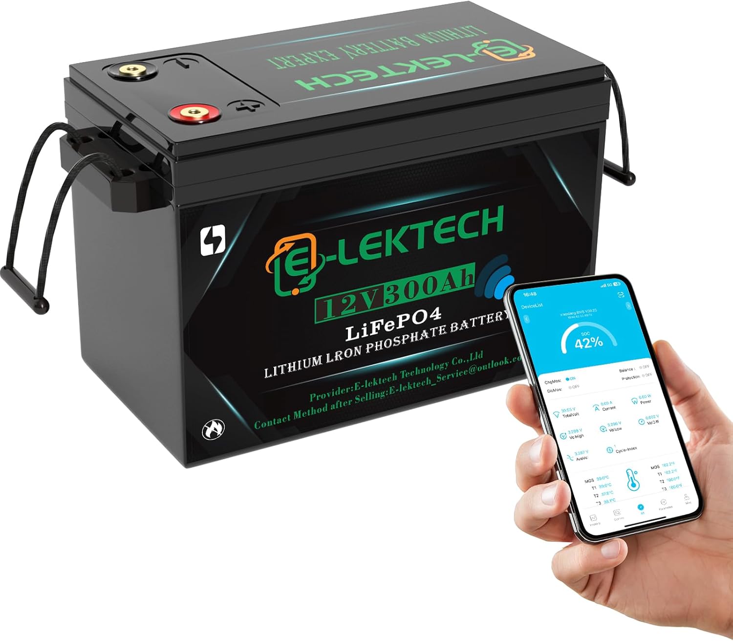 Amazon.com: 12V 300Ah LiFePO4 Lithium Battery Small Size, Built-in 200A ...