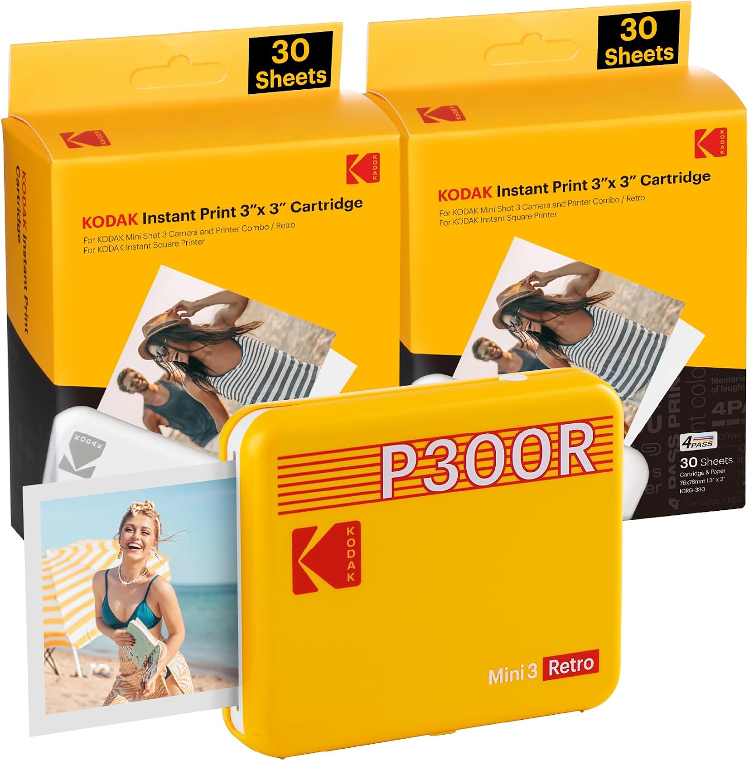 Amazon.com: KODAK Mini 3 Retro 4PASS Portable Photo Printer (3x3 inches ...