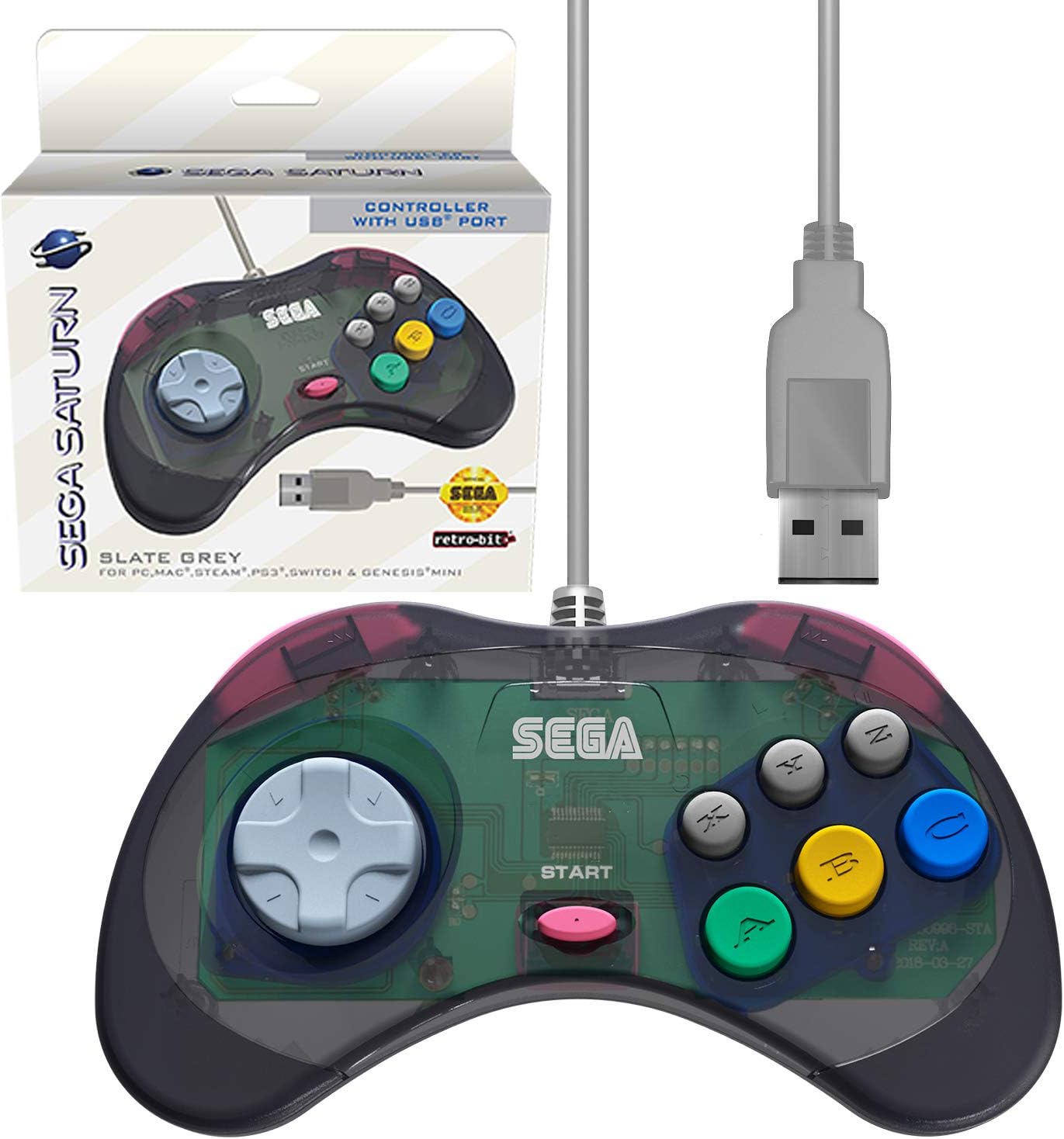 Amazon.com: Retro-Bit Official Sega Genesis USB Controller 8-Button ...