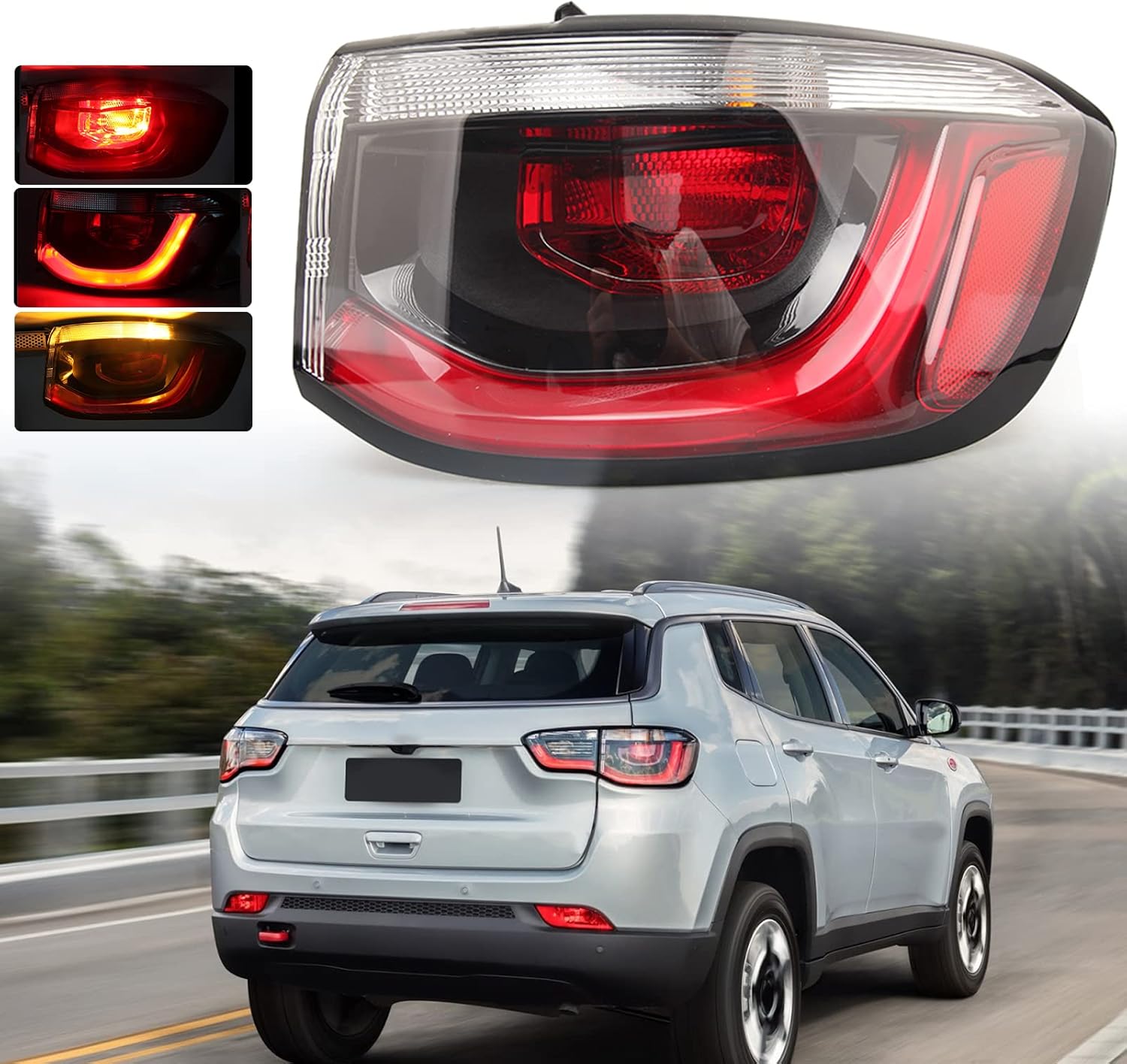 Amazon.com: Clidr Rear Outer Tail Light for Jeep Compass 2017 2018 2019 ...