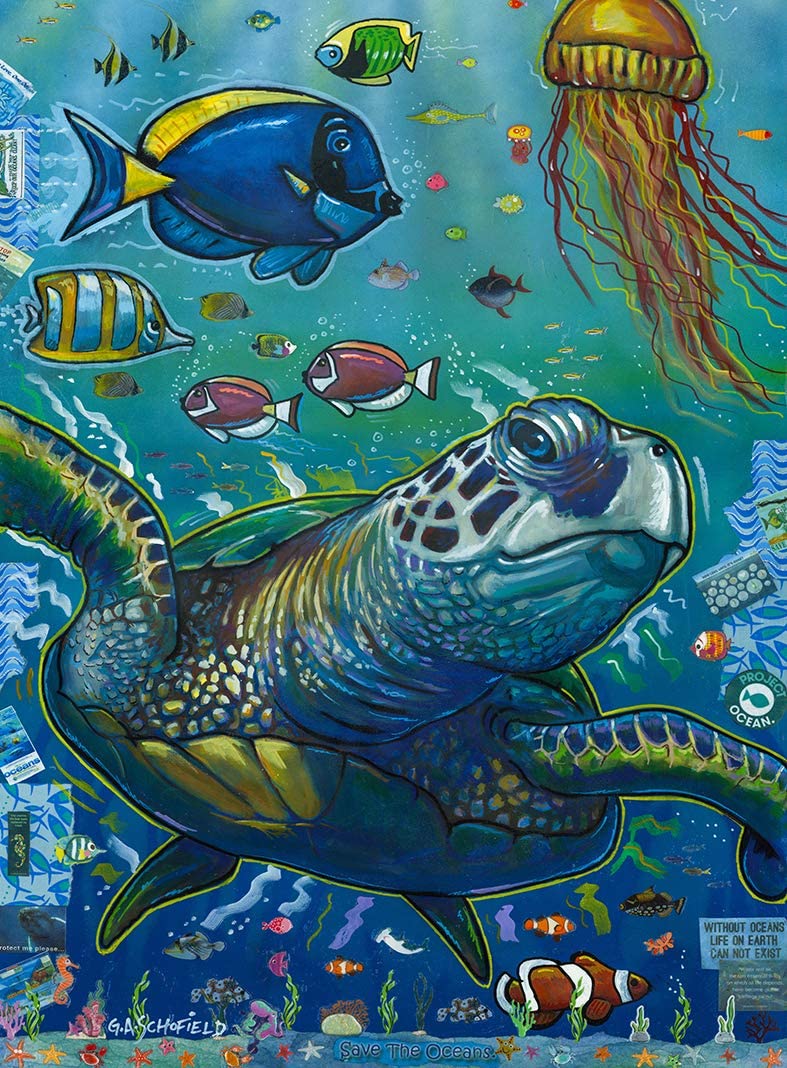 Amazon.com: Save The Oceans 500 Piece Jigsaw Puzzle 17" x 22" Finished ...