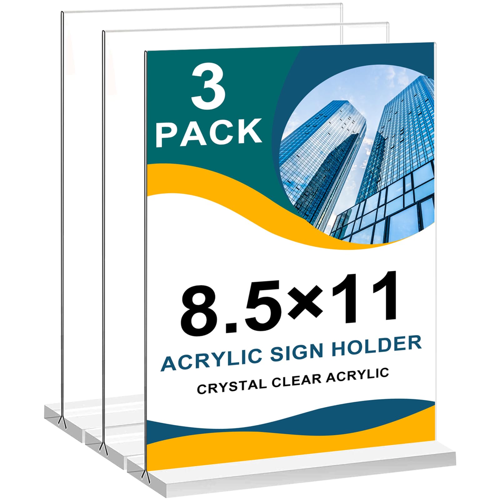 Snapklik.com : 8.5 X 11 Acrylic Sign Holder 3 Pack Vertical Clear Table ...