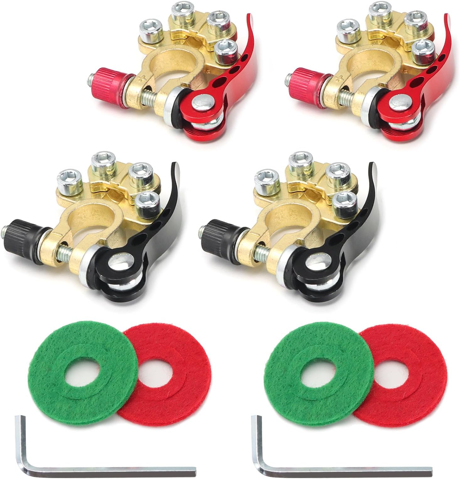 Amazon.com: 2PCS Battery Terminal Clamp Connectors, 4 Way Car Battery ...
