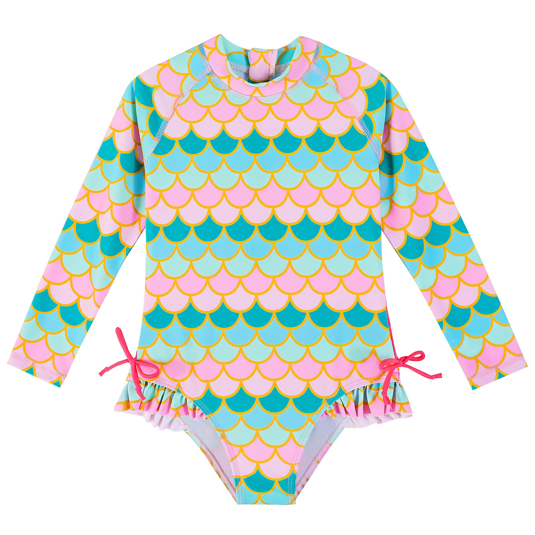 Snapklik.com : Toddler Girls Rash Guard Swimsuit Long Sleeve One Piece ...