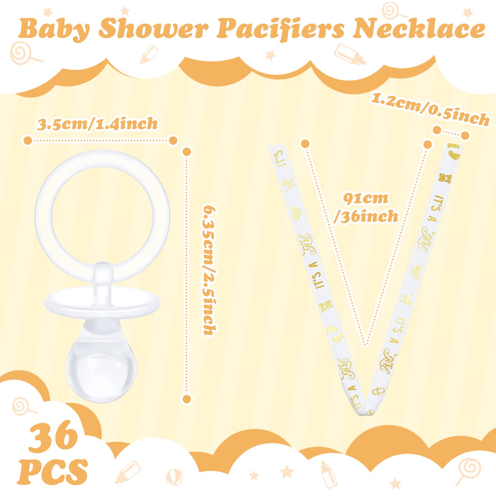Snapklik.com : Geiserailie 36 Pcs Baby Shower Pacifiers Necklace ...