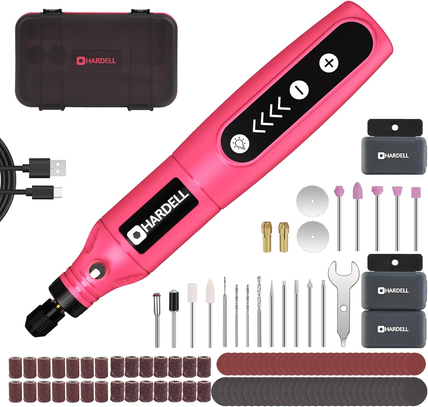 HARDELL Mini Cordless Rotary Tool 3.7V, 5-Speed Power Rotary Tool Kit ...