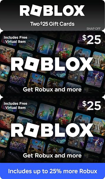 Amazon.com: Roblox Physical Gift Cards, Multipack 2 x $25 [Includes ...
