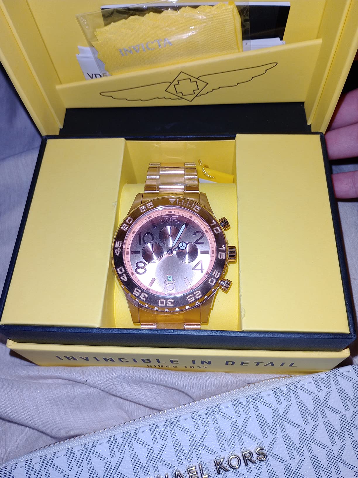 $17/mo - Finance Invicta Men's 1270 Specialty Chronograph Gold Dial 18k ...